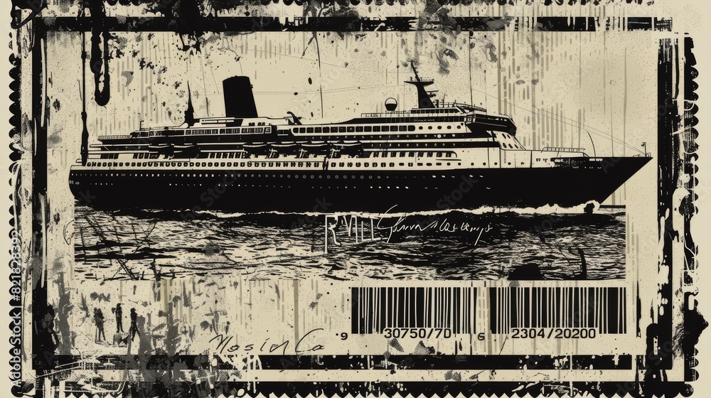 Cruise boarding pass design template. Ferry boat ticket mockup with ...