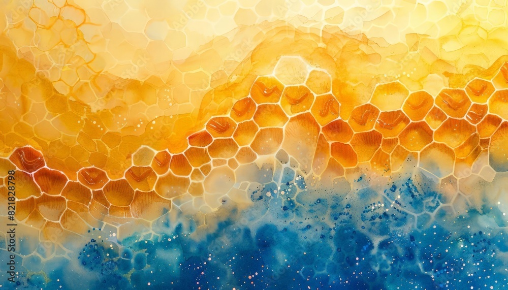 Whimsical watercolor depiction of a hive cross section, showing the ...