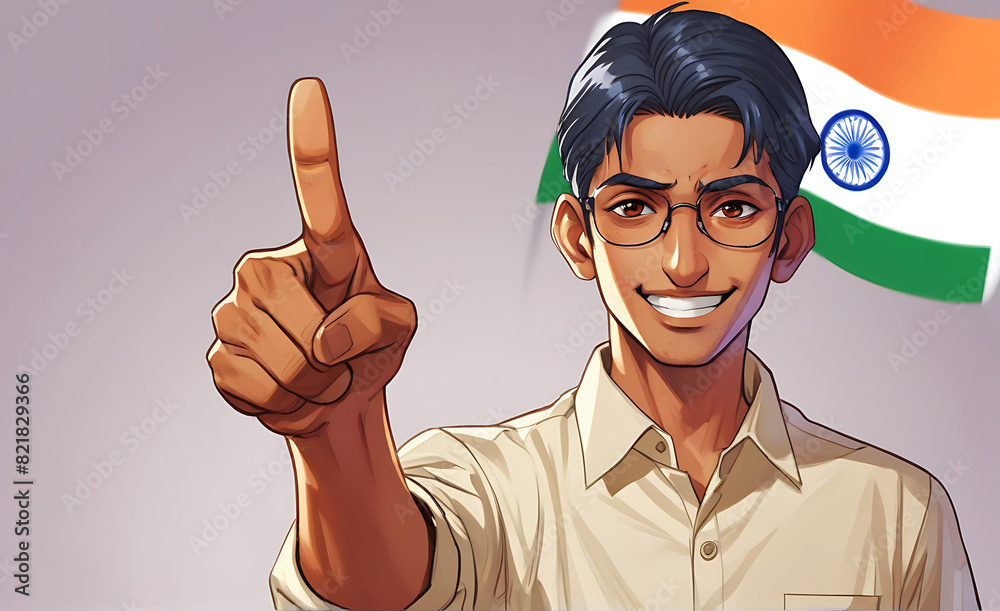 Indian man showing his index finger to show that he have given vote in ...