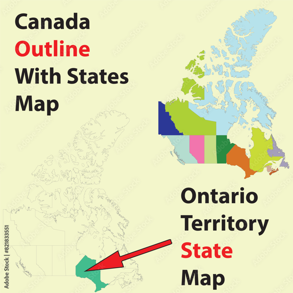 Ontario, state, map, outline, canada ,vector, canada ,canada state map ...