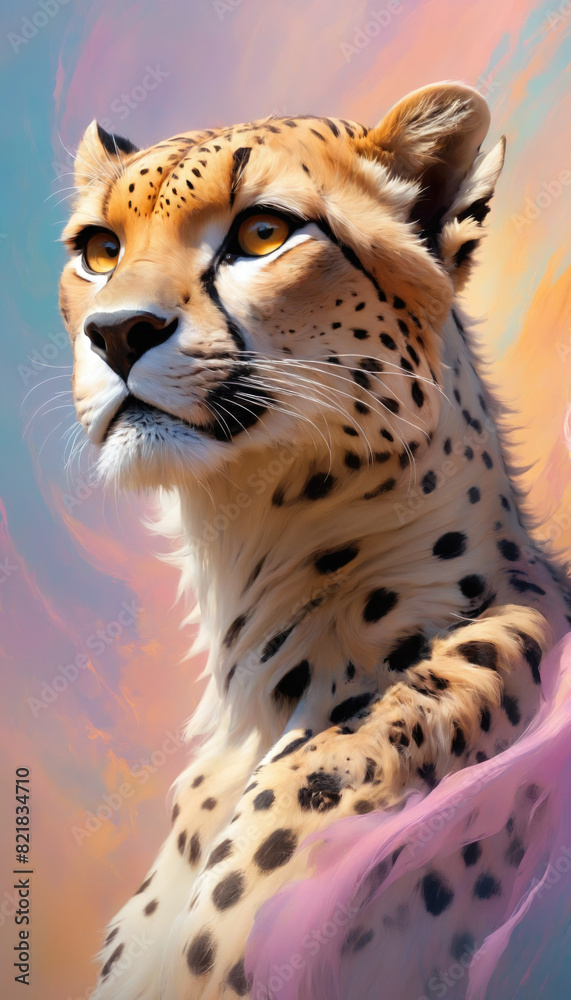 Fantasy Illustration of a wild animal cheetah. Digital art style ...