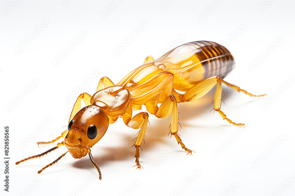 Close up of termite light brown termite on white background. Realistic ...