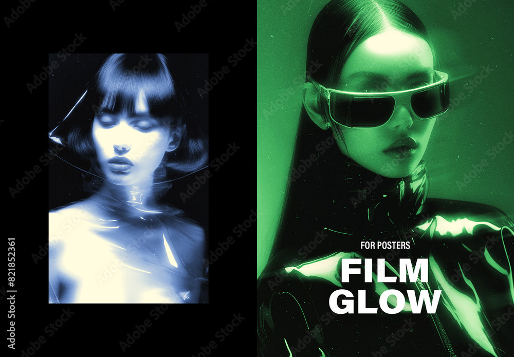 Dreamy Film Glows Poster Photo Effect Mockup Stock Template | Adobe Stock