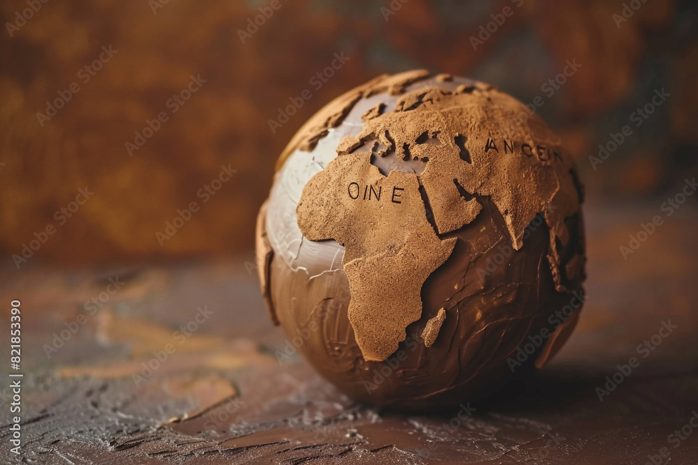 Stylized clay earth globe, with the phrase One Earth embossed across ...