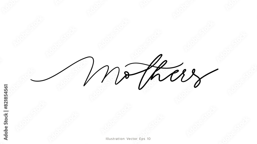 Mother handwritten ink lettering, line art style ,Hand drawn design ...
