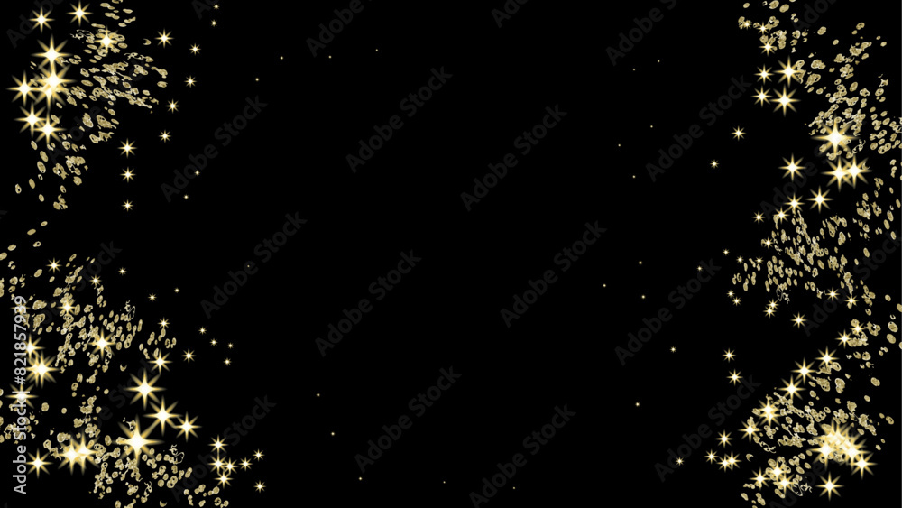 Glitter golden star and lightwave. Golden Holiday banner with glow particle. Sparkle gold bokeh ...