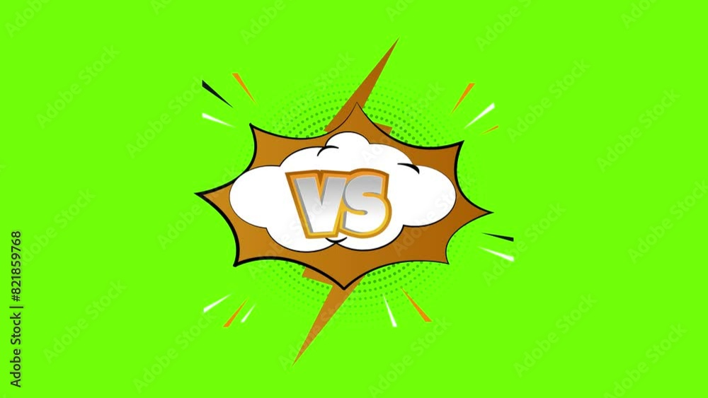 2d animation of versus icon in retro pop art comic style, seamless loop ...