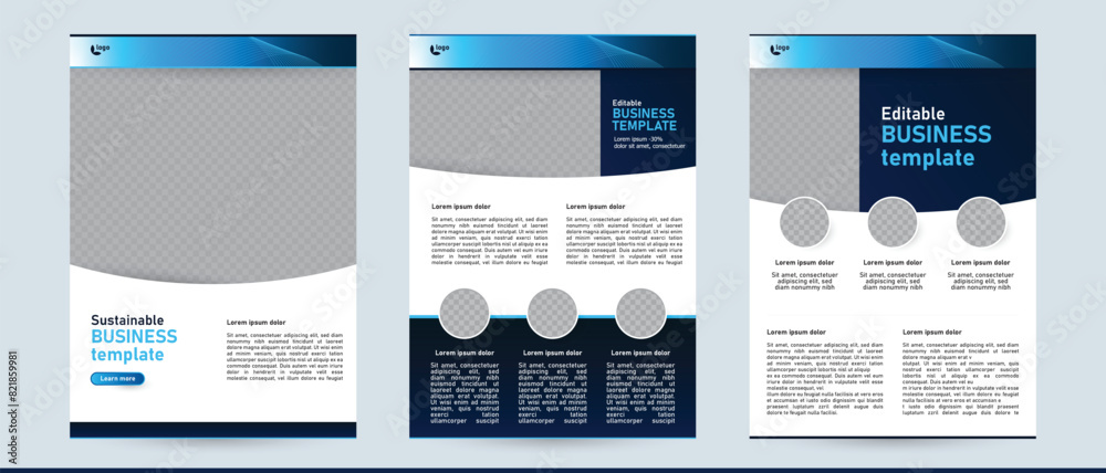blue business education brochure flyer booklet template text ...
