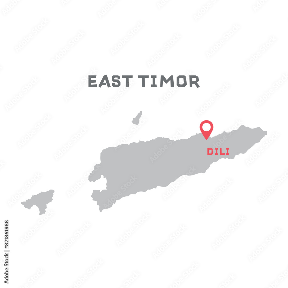 East timor vector map illustration, country map silhouette with mark ...