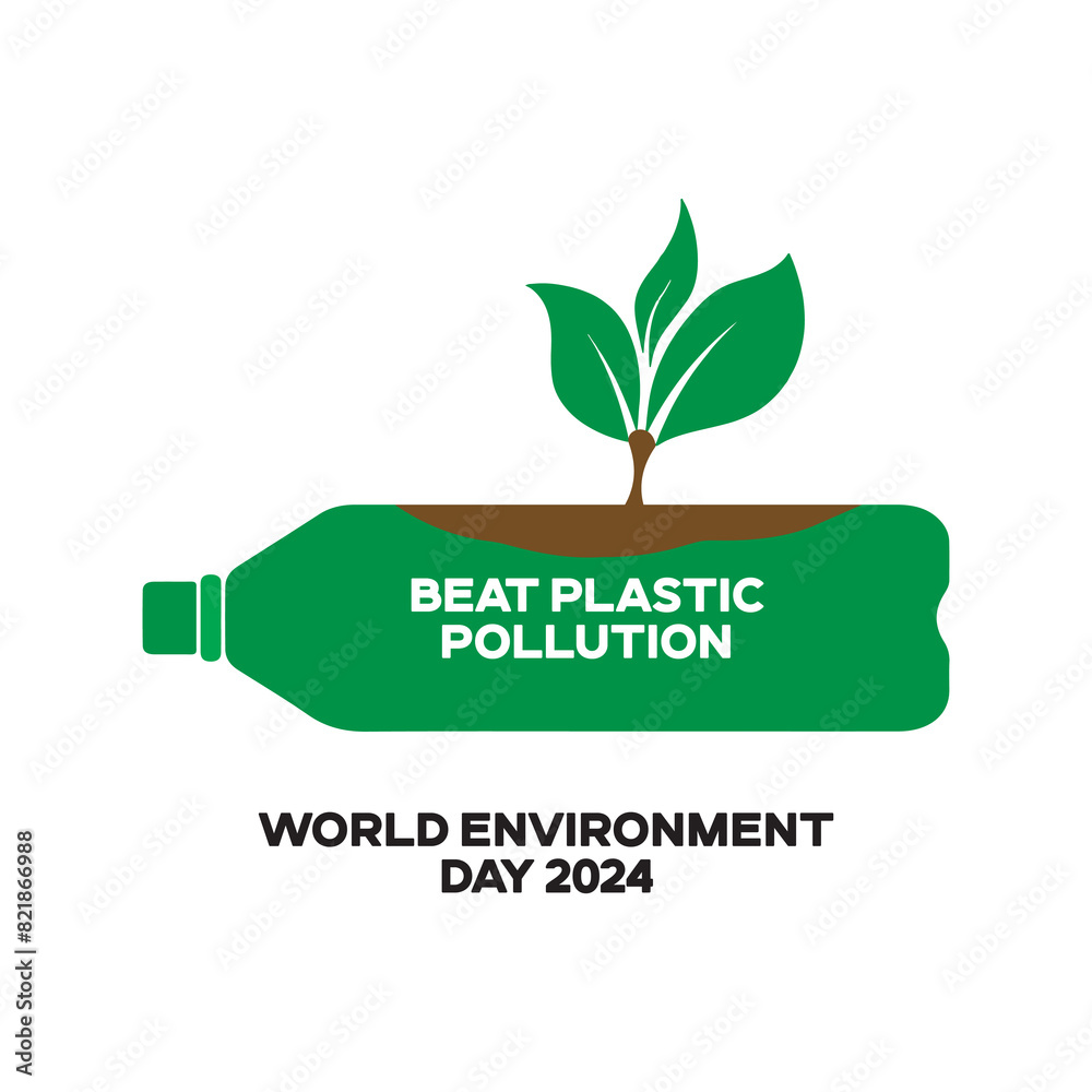 Beat plastic Pollution. World Environment Day. 5 June. Plastic botel ...