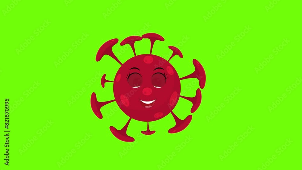2d cartoon doodle virus health animation sticker on green screen ...
