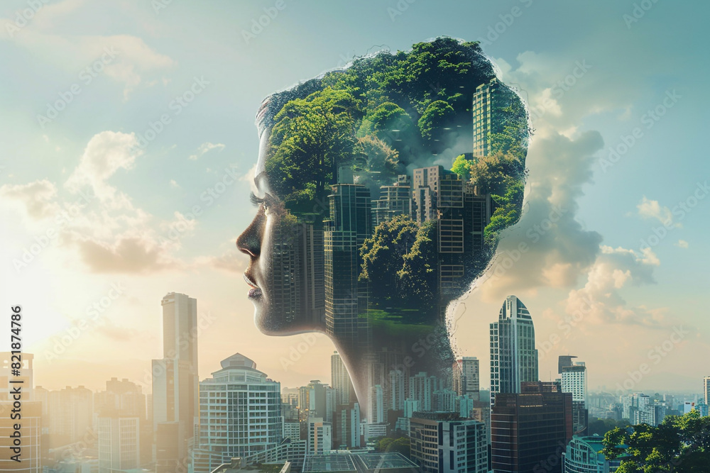 Sustainable environment concept The image depicts human thinking ...