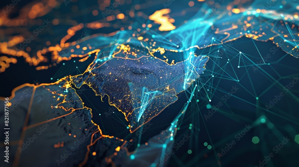 The abstract map of Saudi Arabia and surrounding regions in the Middle ...