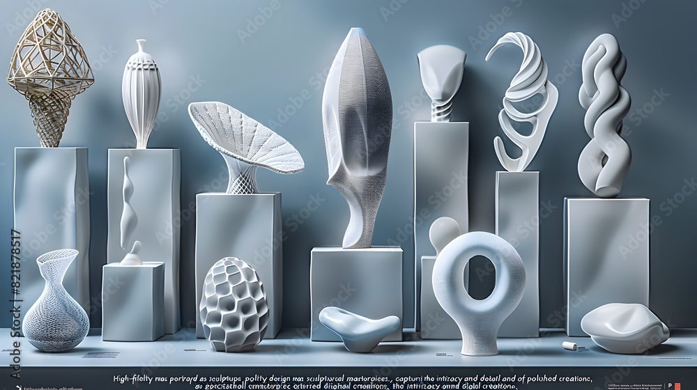 Sculptural Digital Art Masterpieces Elegantly Crafted Design Mockups ...