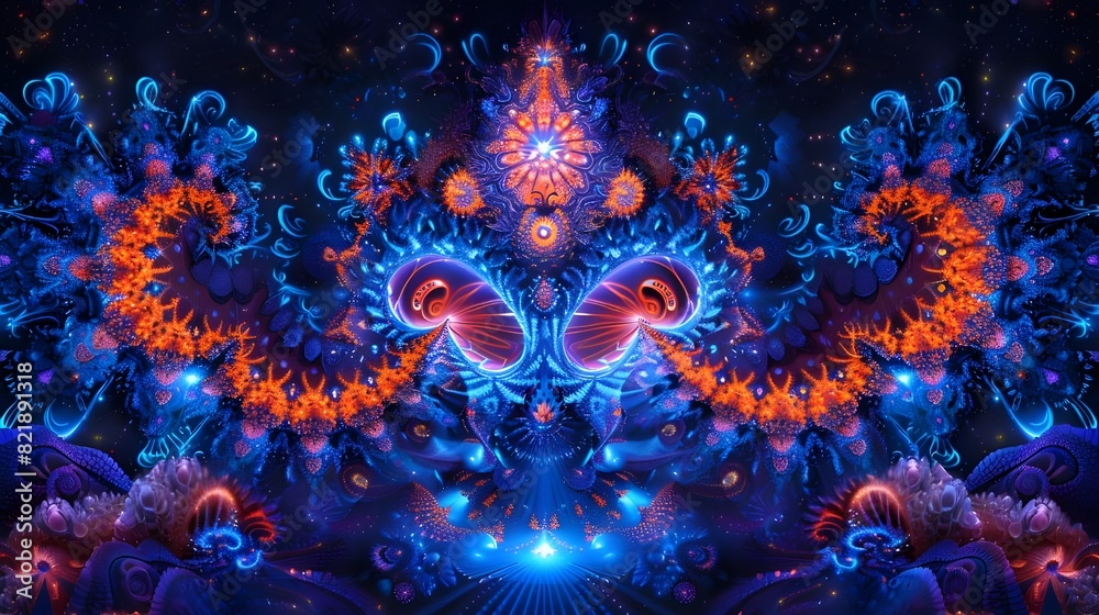 Abstract fractal background, modern 3d digital artwork. Colorful blue ...