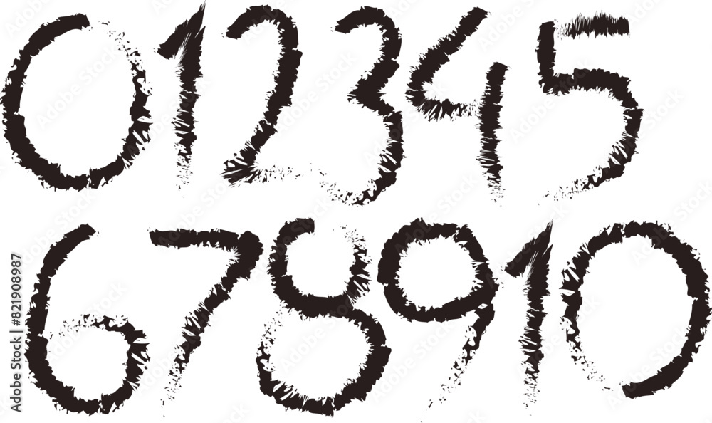 Numbers written with a brush. Hand drawn letters. Watercolor vector ...