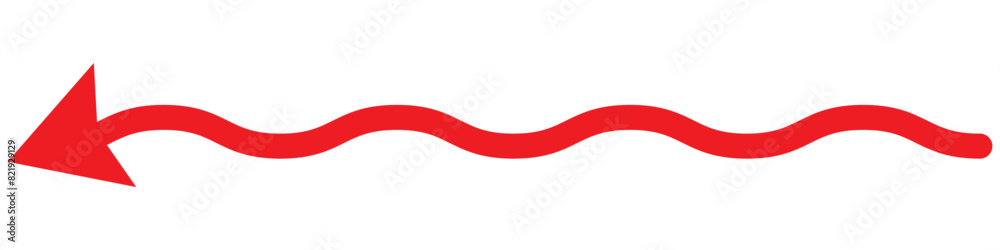 Long wave or curve red Arrow icon, vector . Zig zag arrow vector. Big ...