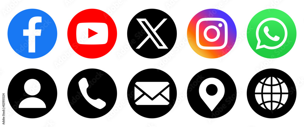 Connect Icons.Contact us icon set.Contact and Communication Icons.Set ...