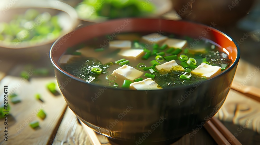 Miso soup is a traditional Japanese soup consisting of a dashi broth ...
