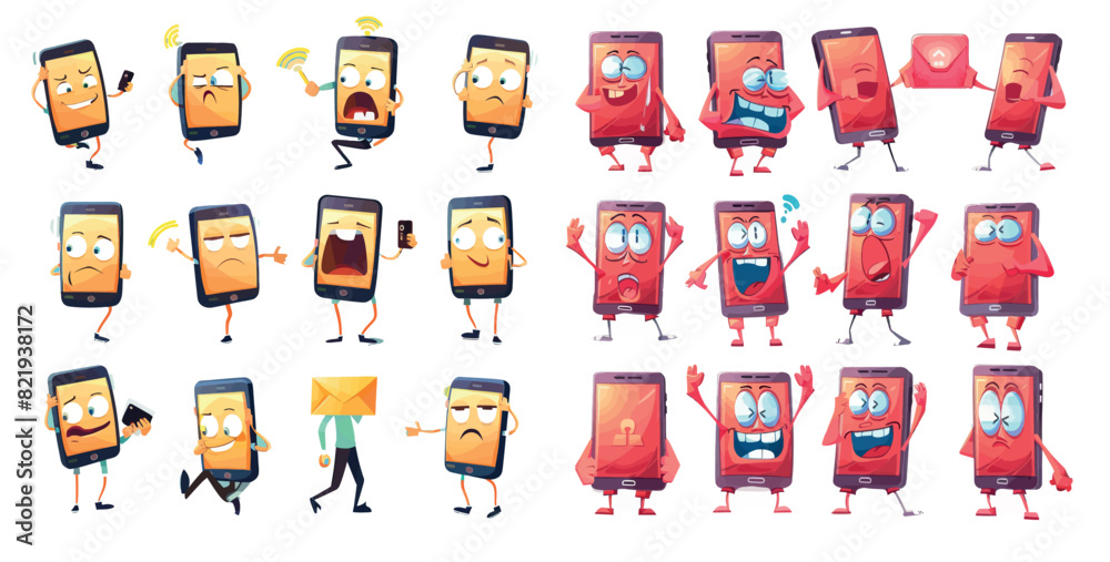 Cartoon mascot phone. Cartoon mascot phone with hand and leg. Animated ...