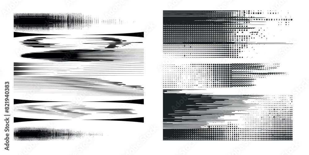 The modern set is composed of speed lines, gradient patterns, and ...