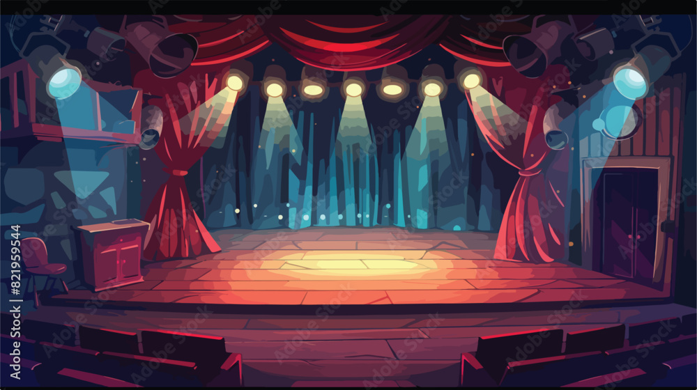 Theater stage cartoon background for game animation white Stock Vector ...