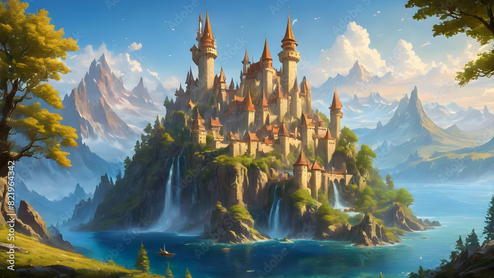 Perched atop a rugged mountain, the ancient castle stands as a beacon ...