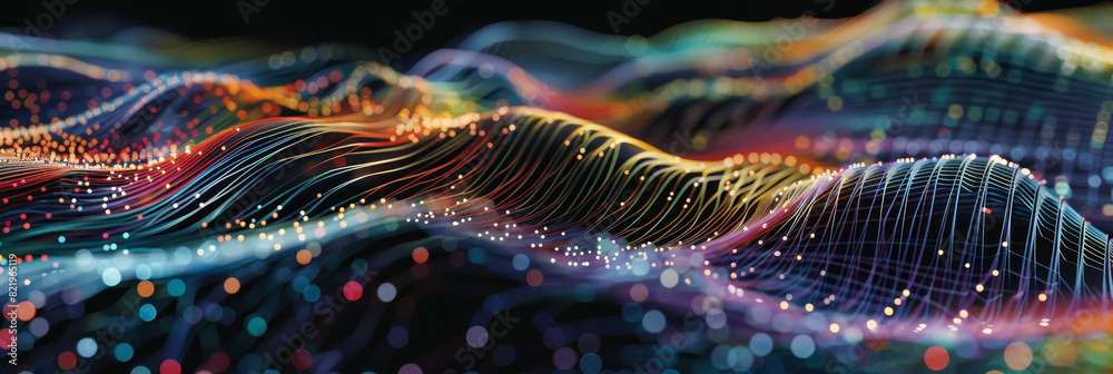 A visually captivating depiction of big data connection technology, with abstract dot points ...