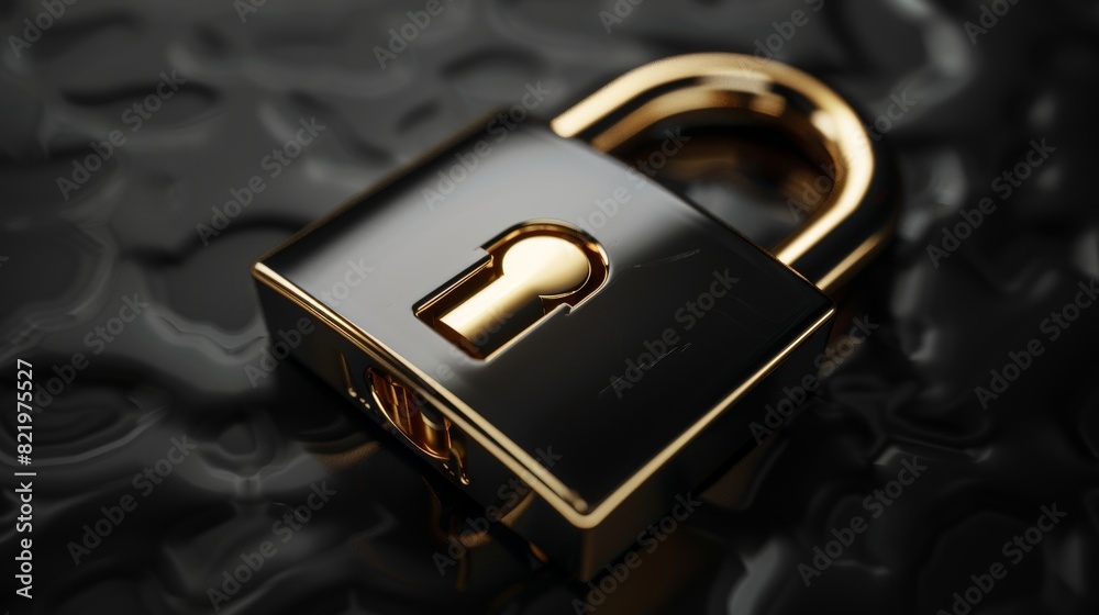 Security padlock in black and gold, password security, identification ...