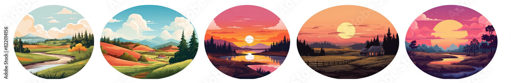 Landscape in circle shape png on transparent background Stock ...