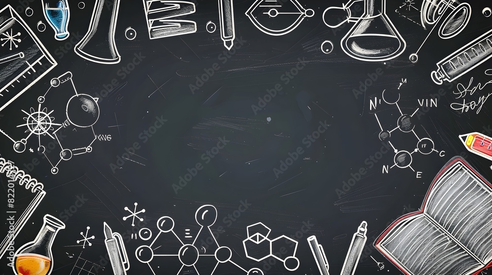 Chalkboard Doodle Border Design with Chemistry Lab Accoutrements for ...