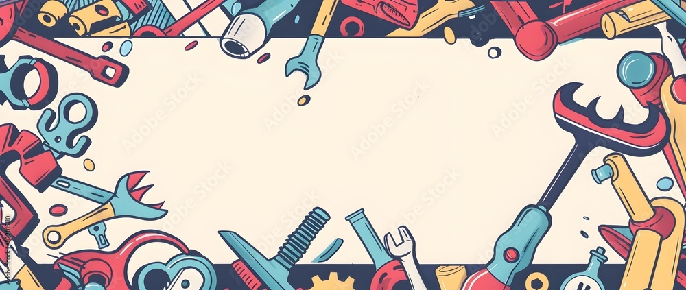 Abstract Labor Day Doodle Page Print Border Design with Blank Empty ...