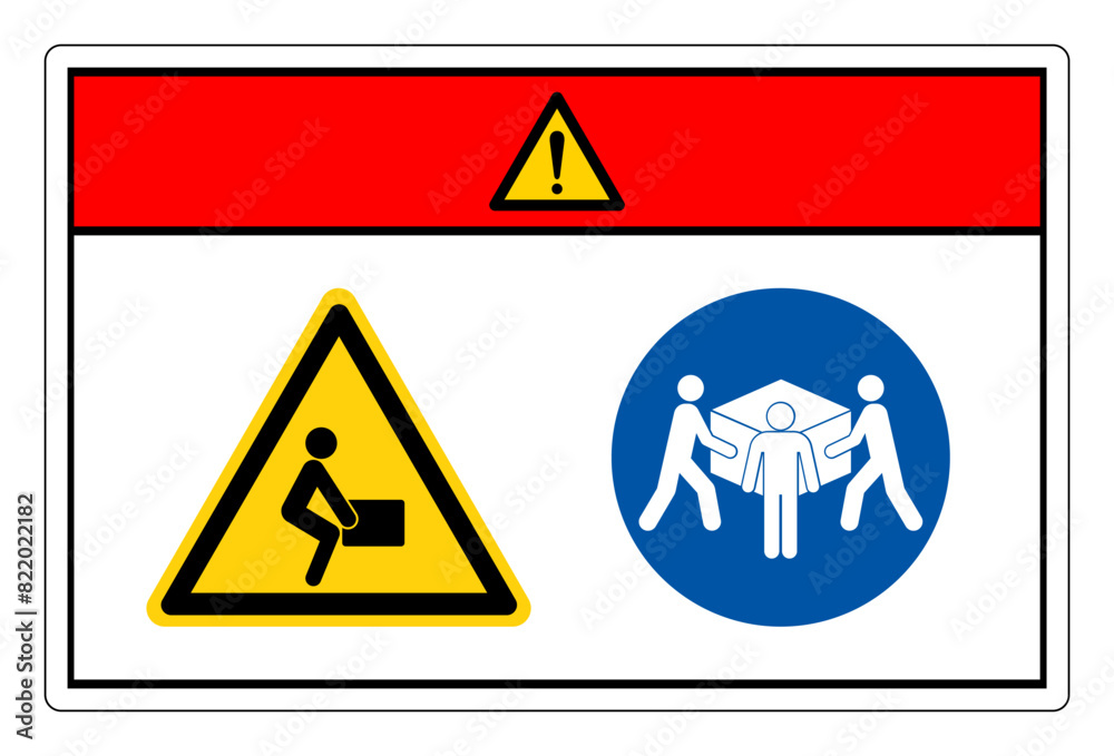 Danger Lift Hazard Use Three Person Lift Symbol Sign,Vector ...