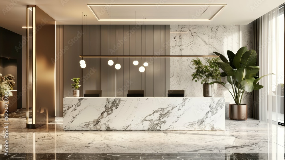 high-class service and exclusive details of the elegant reception desk ...