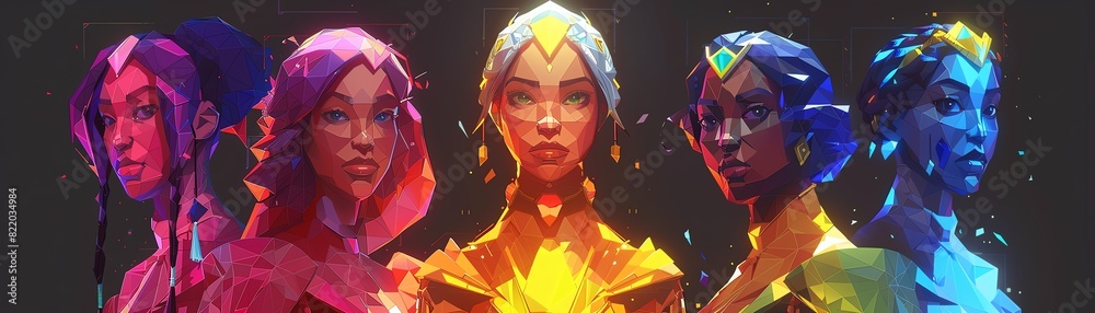 (Style game assets, feminist art, low poly, blacklight:) Feminist ...
