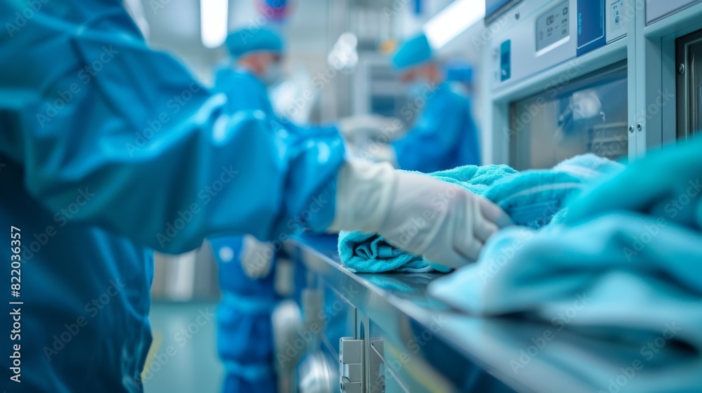 Washing tasks being carried out by a team of uniformed staff ...