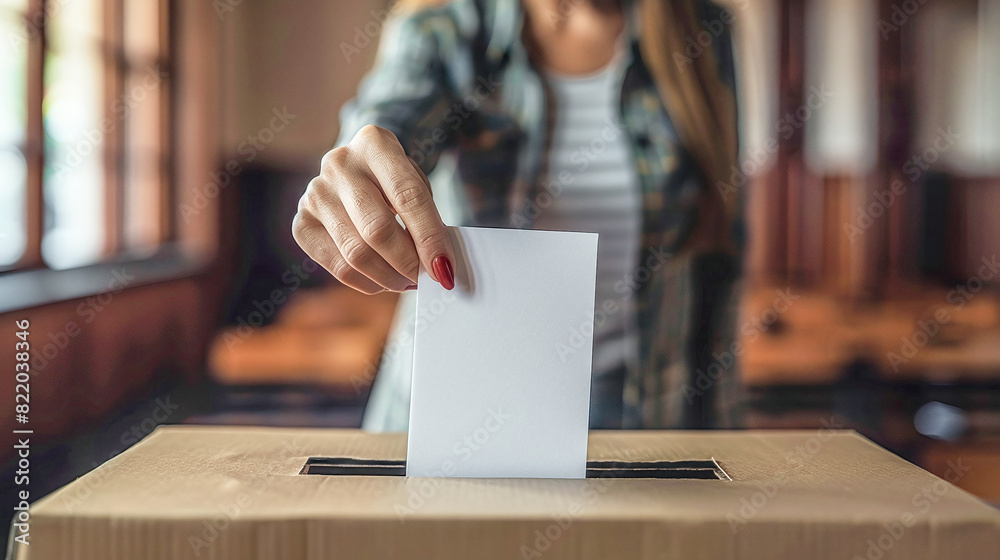 Voting Power American Citizen Casting Vote with Flag Election Backdrop ...