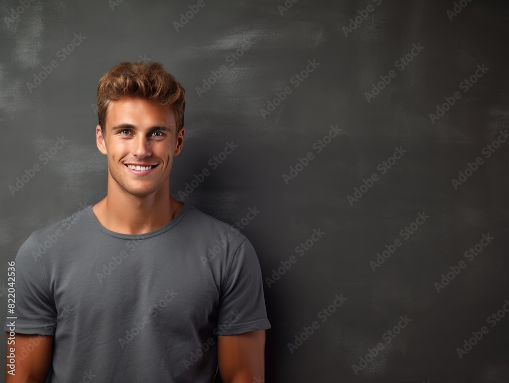 Charcoal background Happy european white man realistic person portrait ...