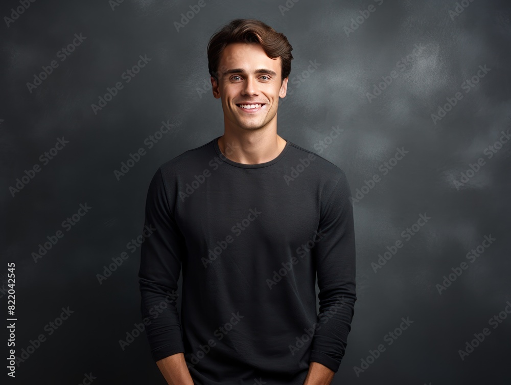 Charcoal background Happy european white man realistic person portrait ...