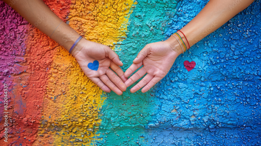 love between two women, their hands touching on the background of a ...