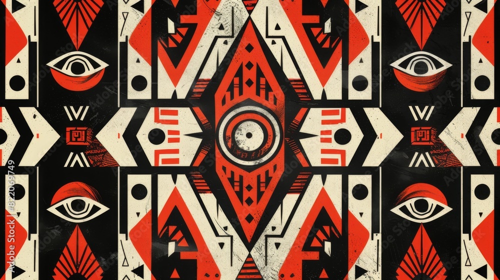 Tribal pattern background with bold geometric shapes and tribal motifs ...