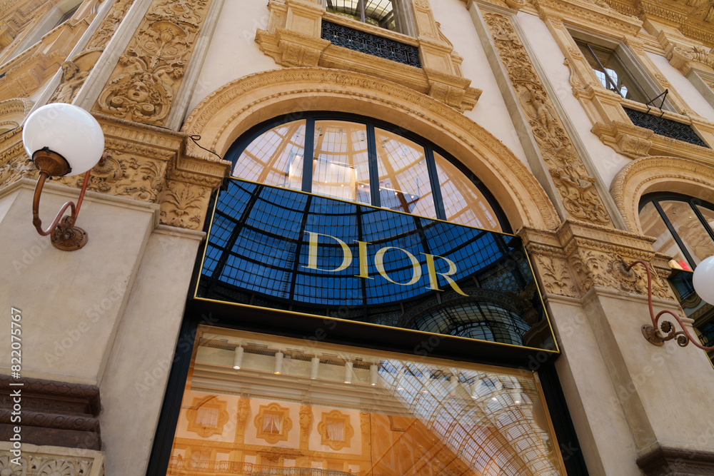 Milan, Italy - 24.04.2024: Dior store showcase located at shopping ...