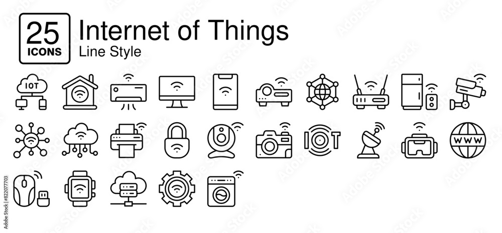 Internet of Things icons in outline style. Collection of Internet of ...