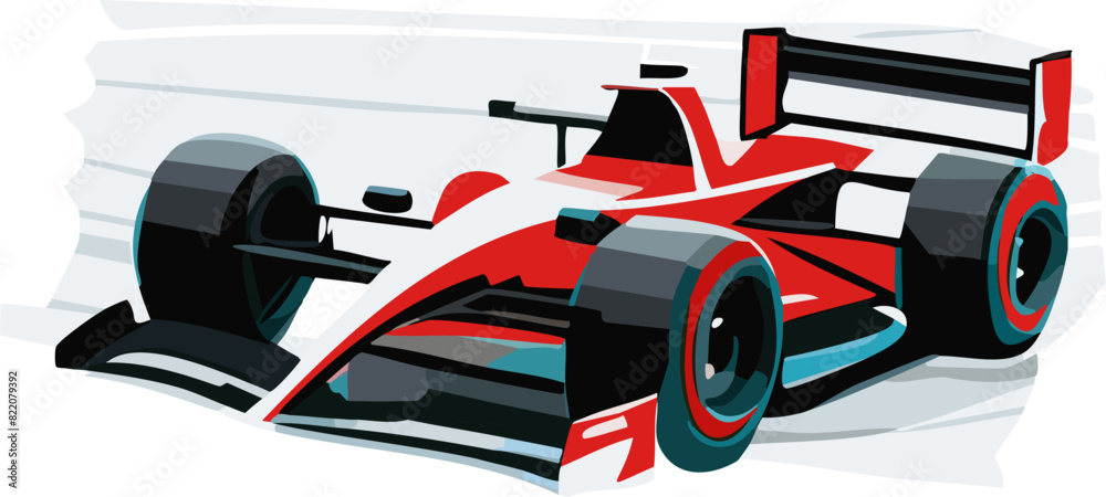 Vector illustration. Red and white race car showing its aerodynamic ...
