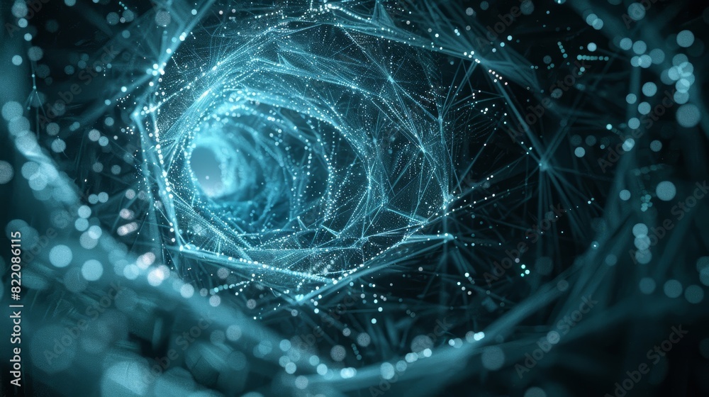 Swirling 3D polygons, Digital gateway, Vortex to digital dimensions ...