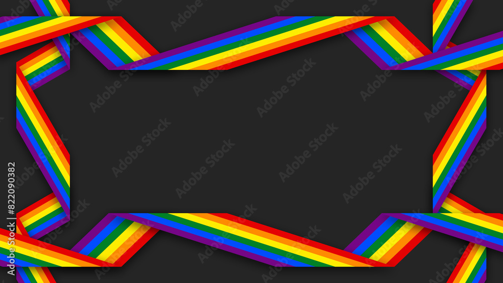 Happy Pride Month LGBT Rainbow Pride Flag Swirl Frame Background Stock ...