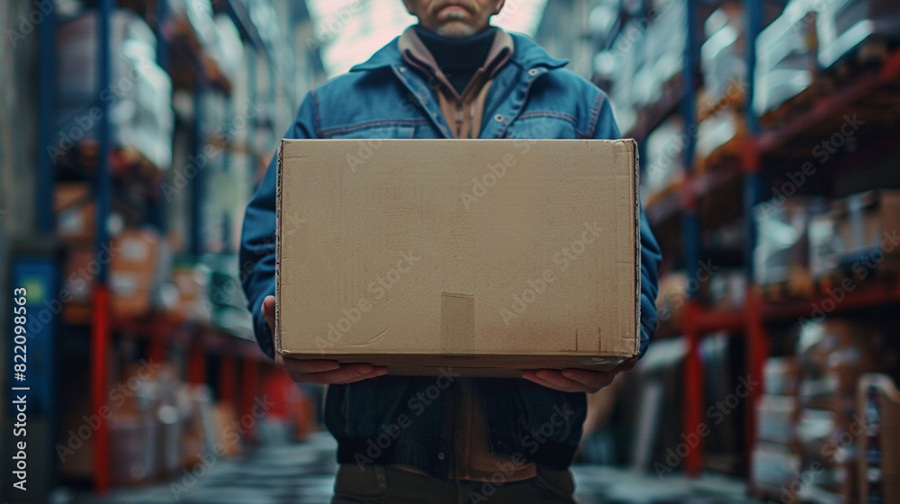 Person practicing safe lifting techniques with a box, proper posture ...