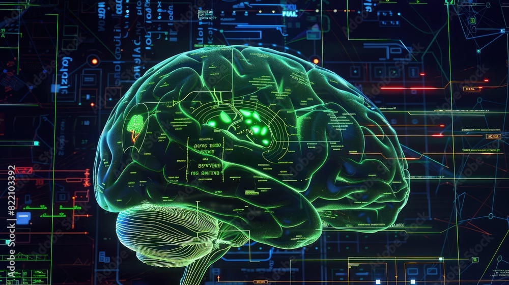 illustration of the cerebellum area of the human brain, detailing its ...