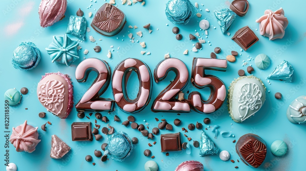 The image showcases a festive arrangement of various sweets and ...