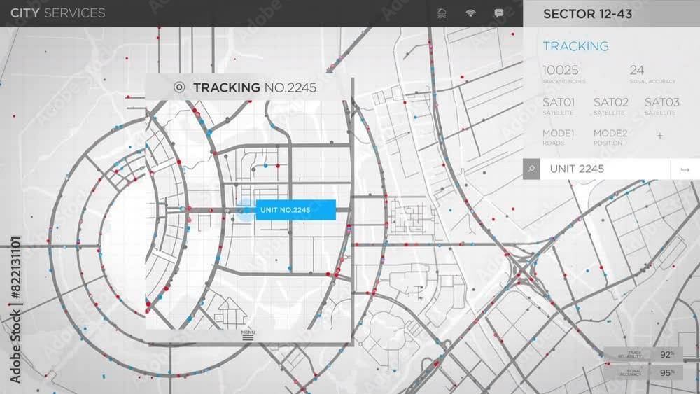 City Services Navigation System Detects Path Of Car By Satellite Scan ...